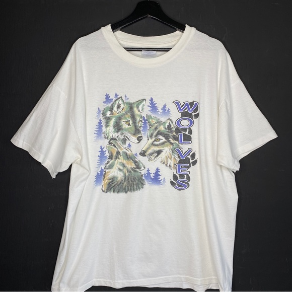 Hanes | Shirts | Vintage Wolf Shirt Nature Xl White Single Stitch 9s ...